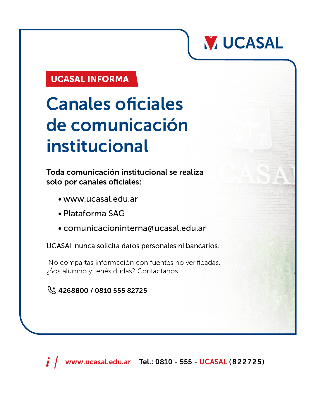 UCASAL Informa: canales oficiales de comunicación institucional » UCASAL - Universidad Católica ...